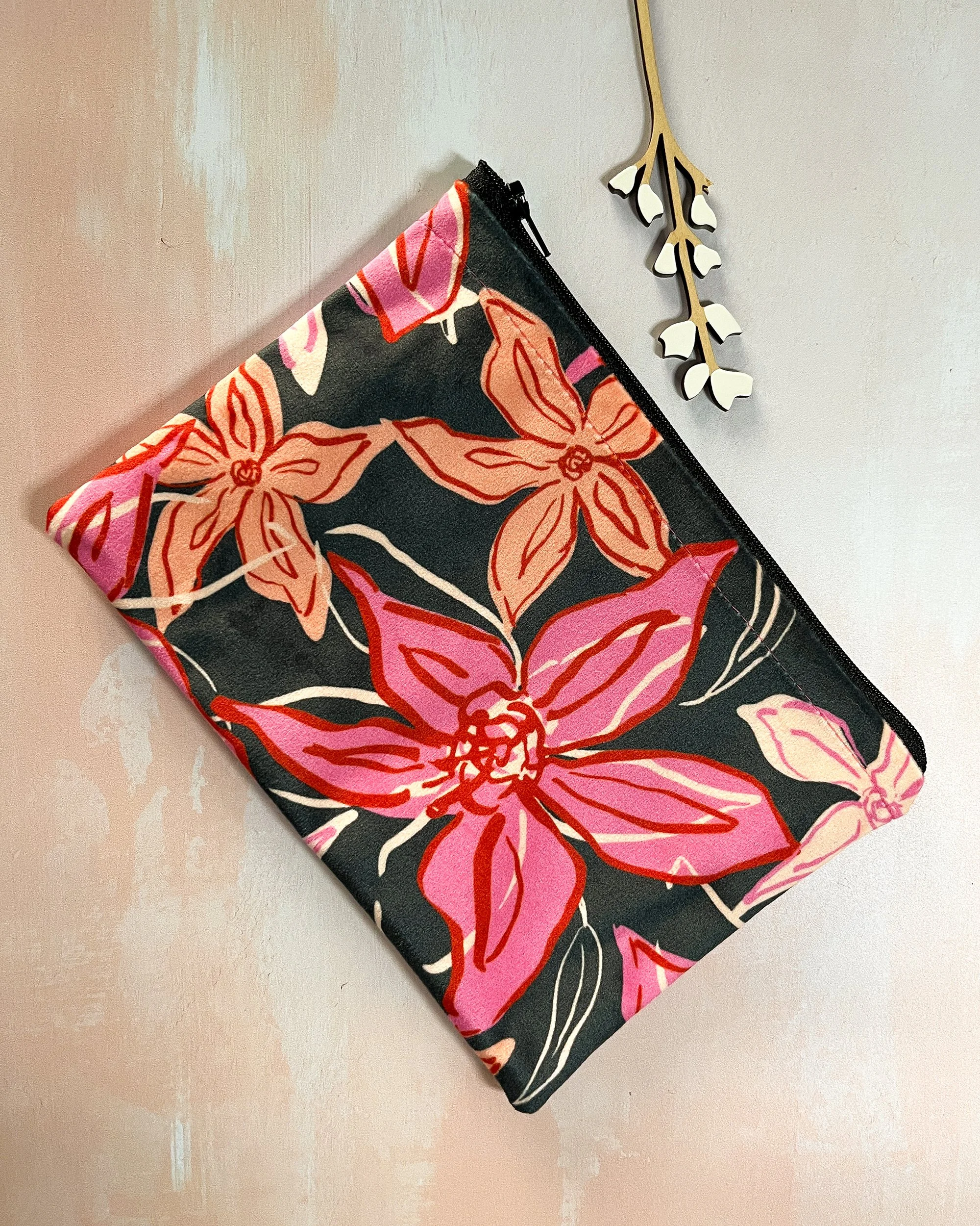 Handmade Dahlia Flower Print Satin Scarf Made from Recycled Fabric from ...