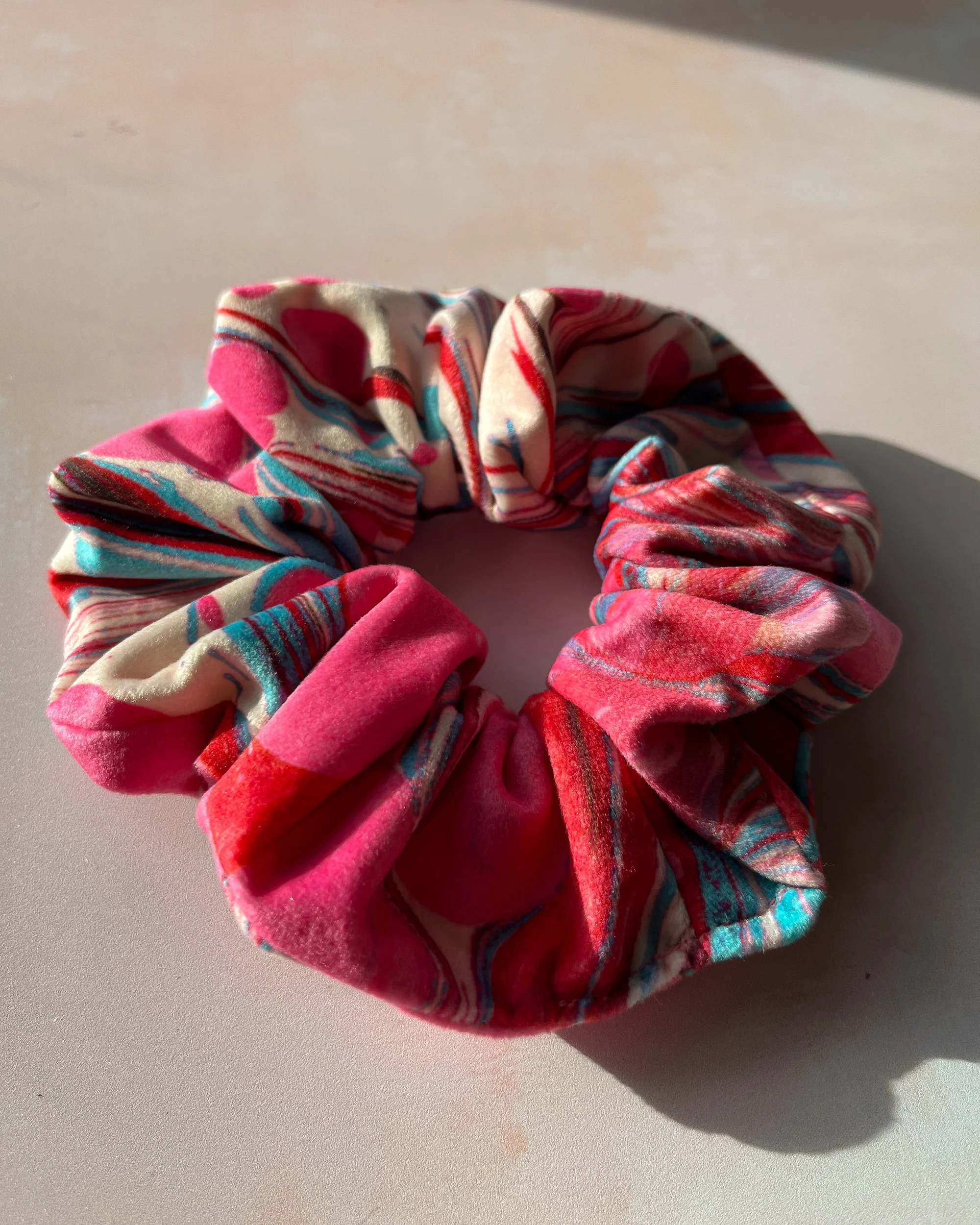 Handmade Dahlia Flower Print Satin Scarf Made from Recycled Fabric from ...