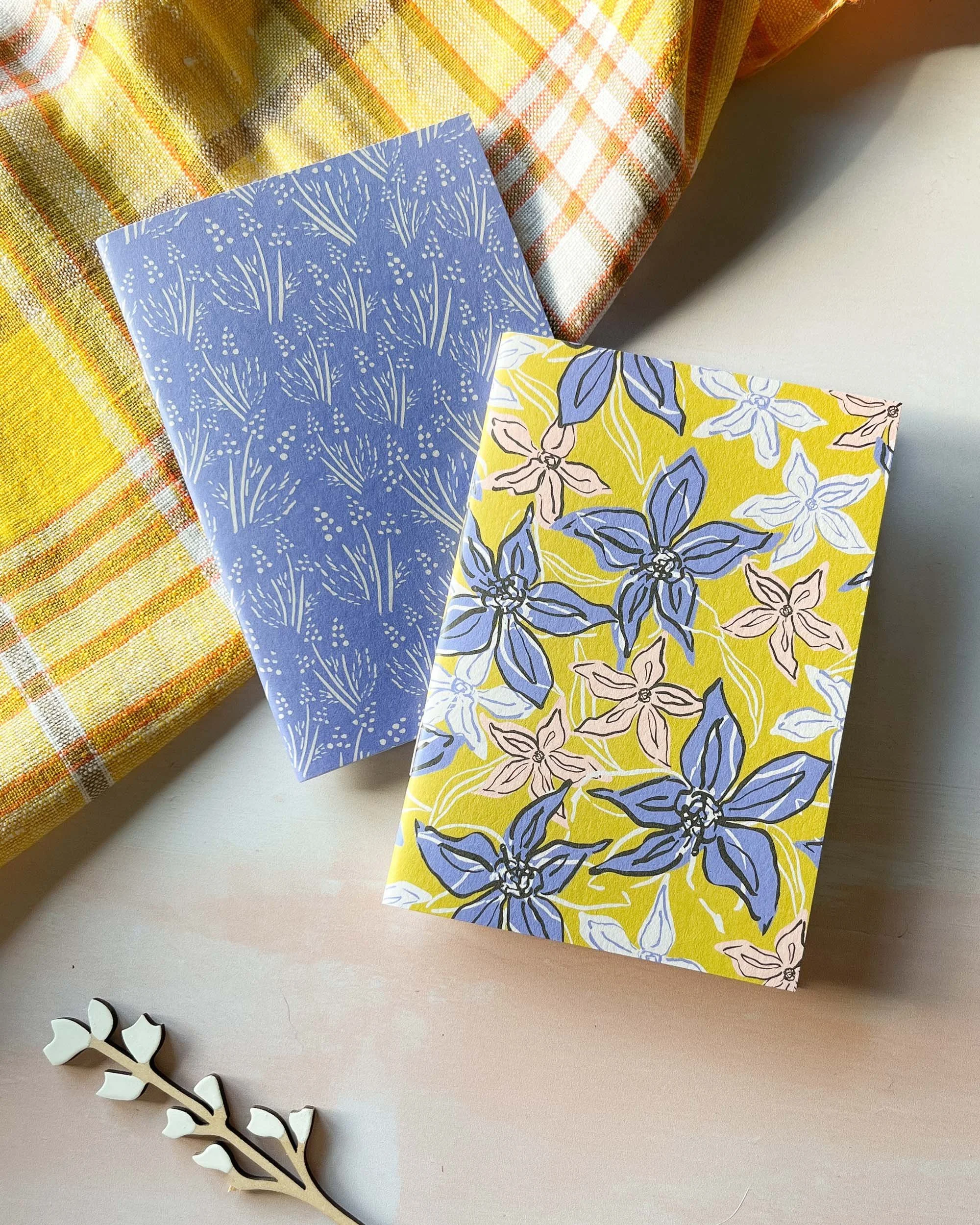 A6 recycled pocket notebook set plain or lined pages blue watercolour ...