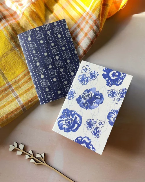 Set of patterned Pocket Notebooks, fully recycled notepads, joyful ...