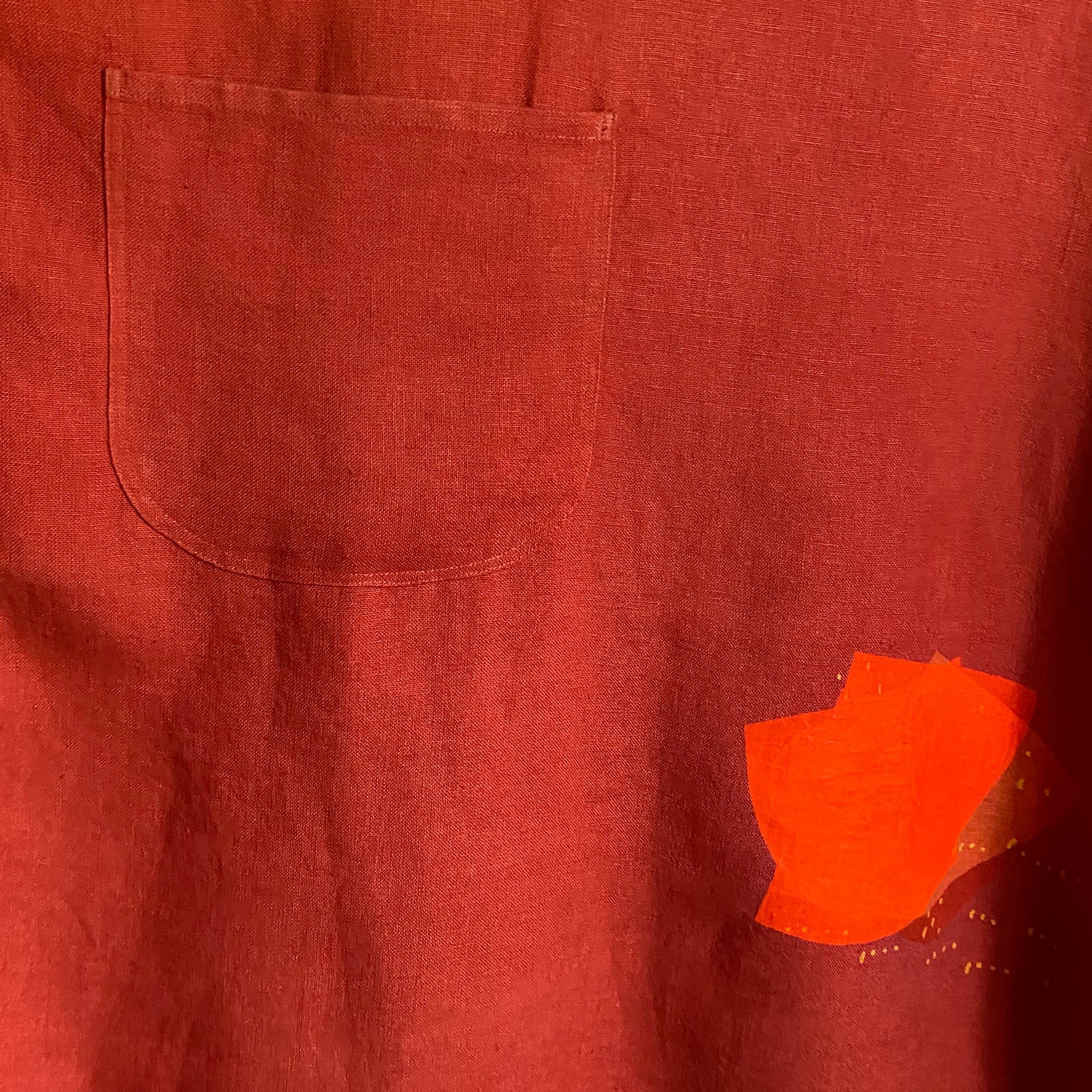 Rust Linen Batwing Dress With Pocket Details To Front — teresa green