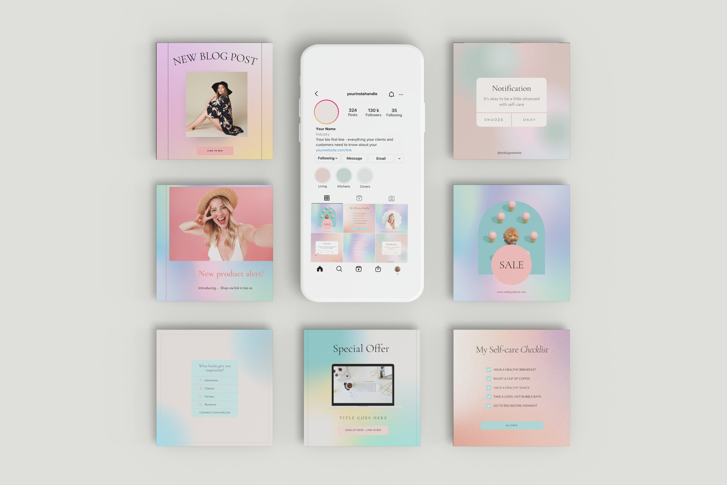 Gradient Instagram Post Template Pack — Amado Branding