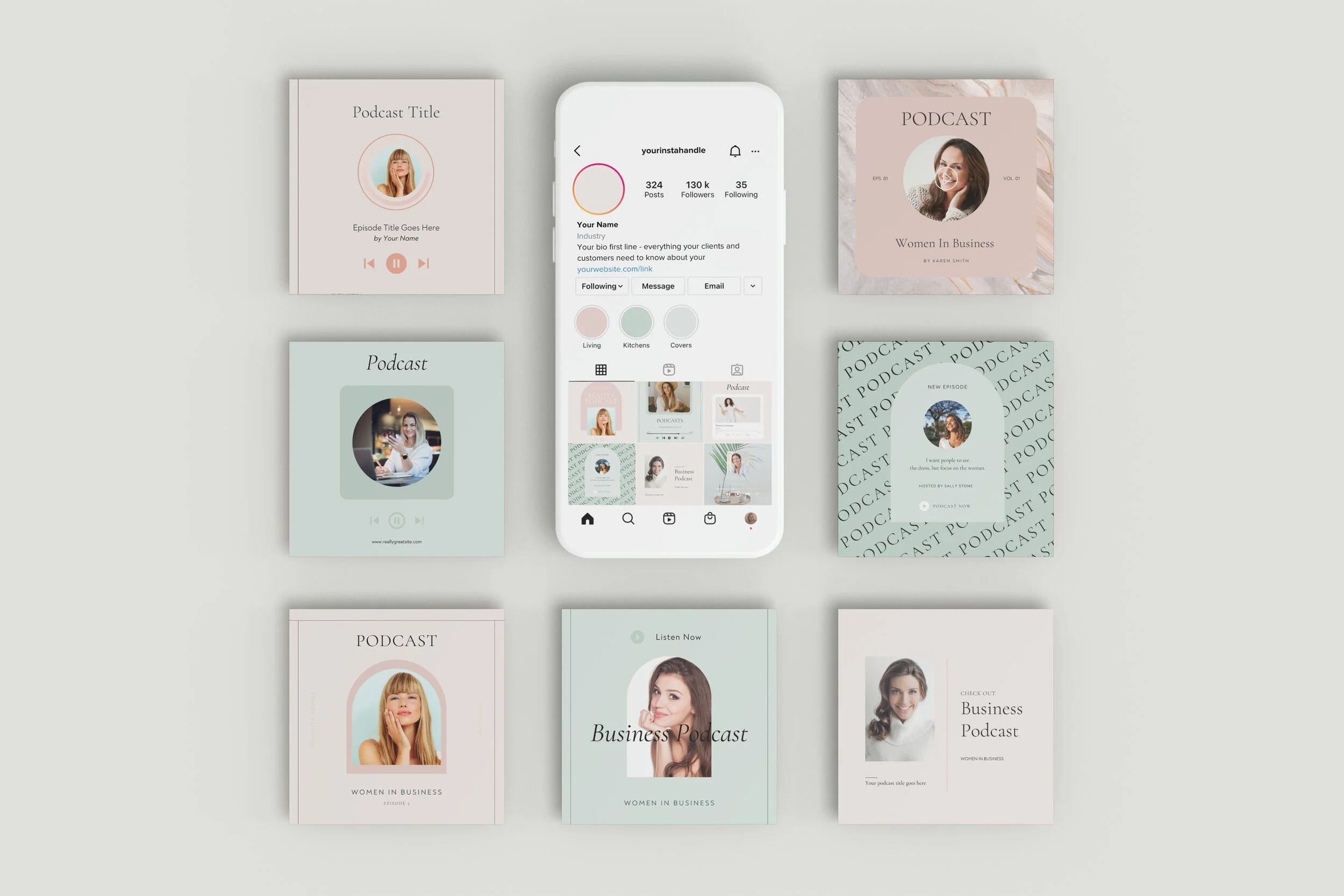 Podcast Instagram Post Template Pack — Amado Branding
