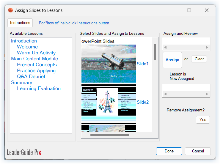 Lesson 2: Assign Your Slides — Premier instructor-led training ...