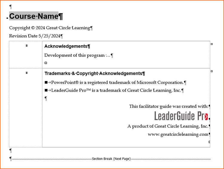 Lesson 1: Formatting Marks — Premier instructor-led training authoring ...