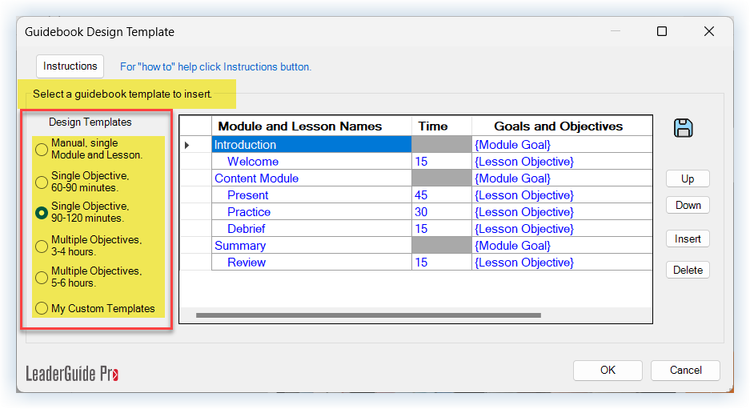 Lesson 2: The Guidebook Design Template — Premier instructor-led ...