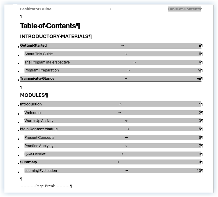 Lesson 1: Updating the Table of Contents — Premier instructor-led ...