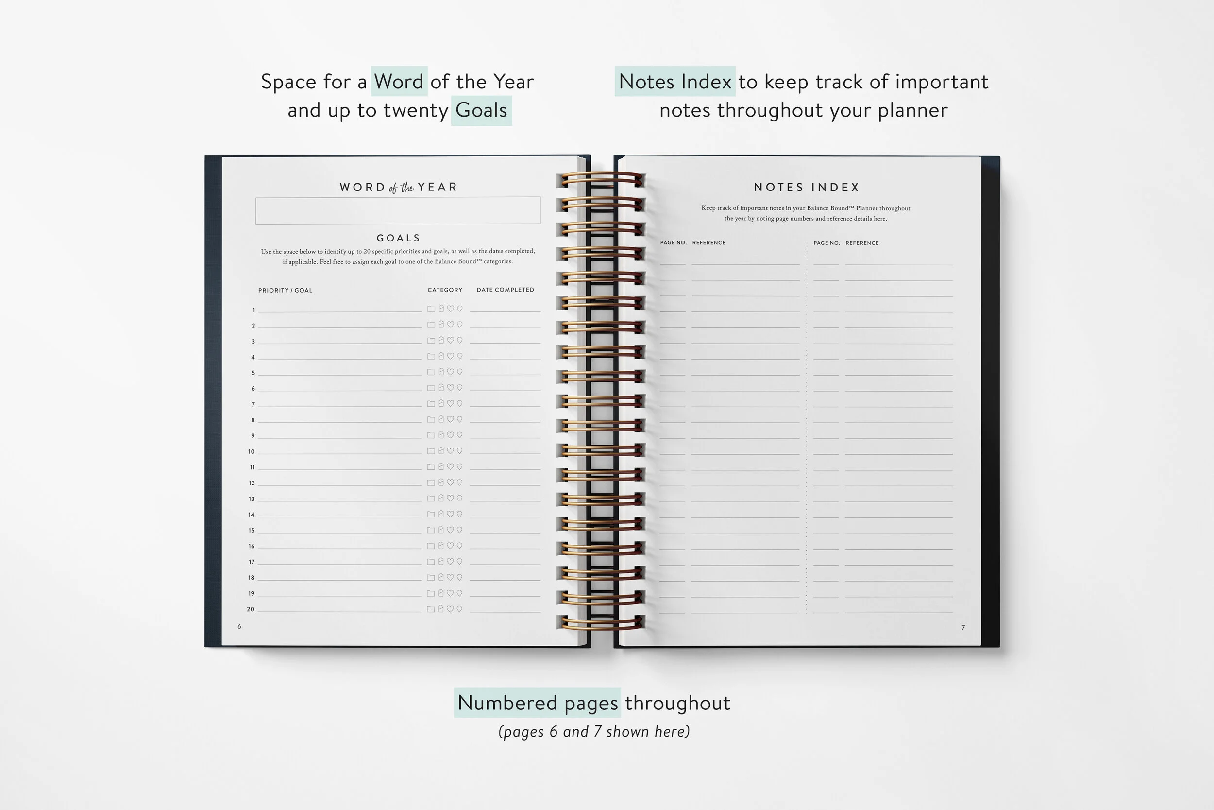 Navy Linen Undated Daily Planner — Balance Bound