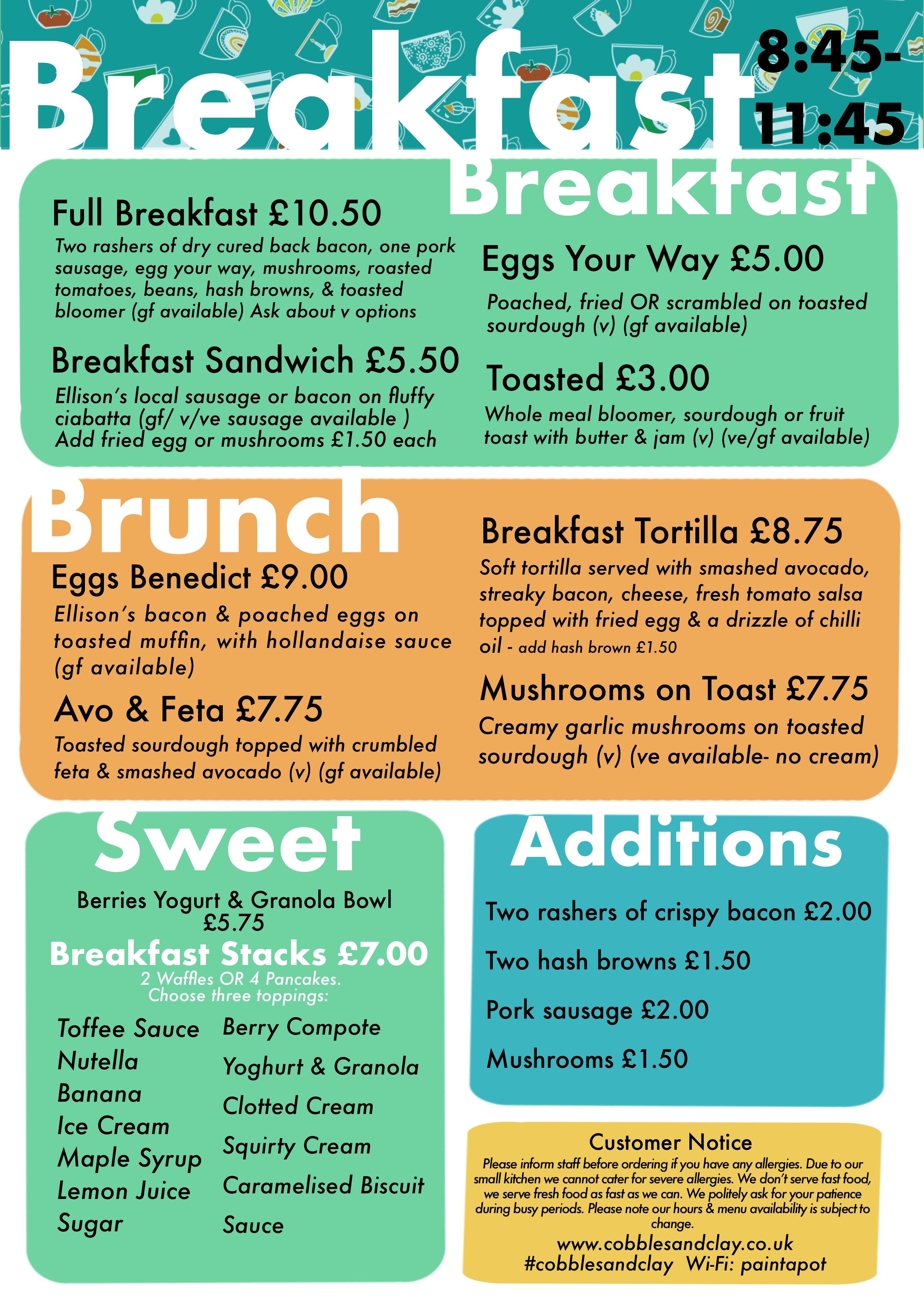 Menu — Cobbles and Clay