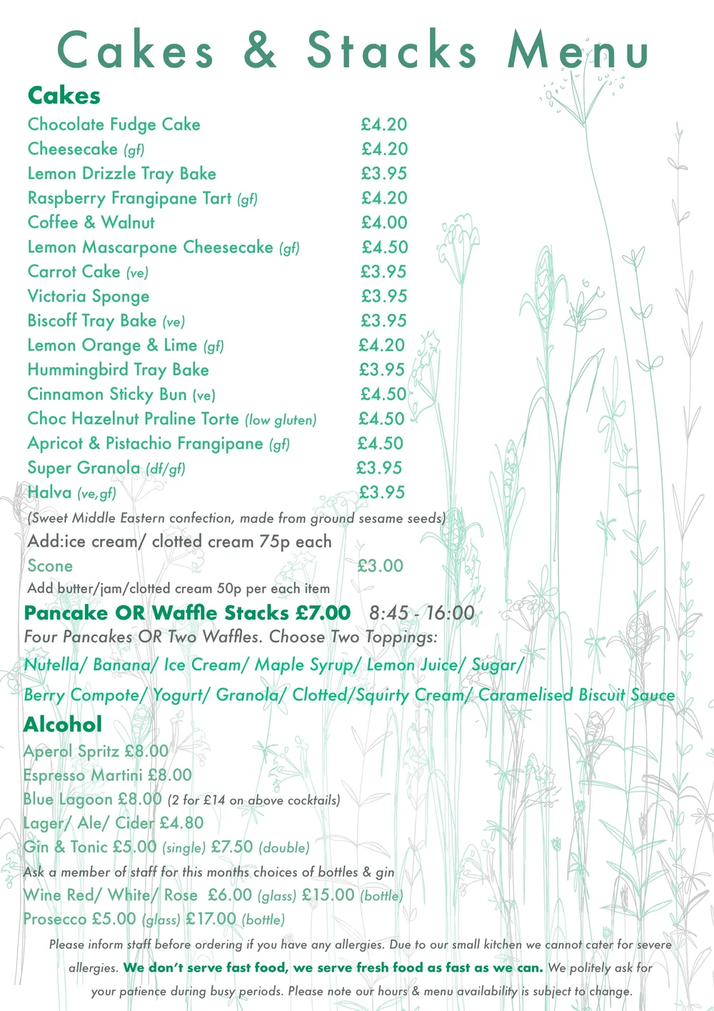 Menu — Cobbles and Clay