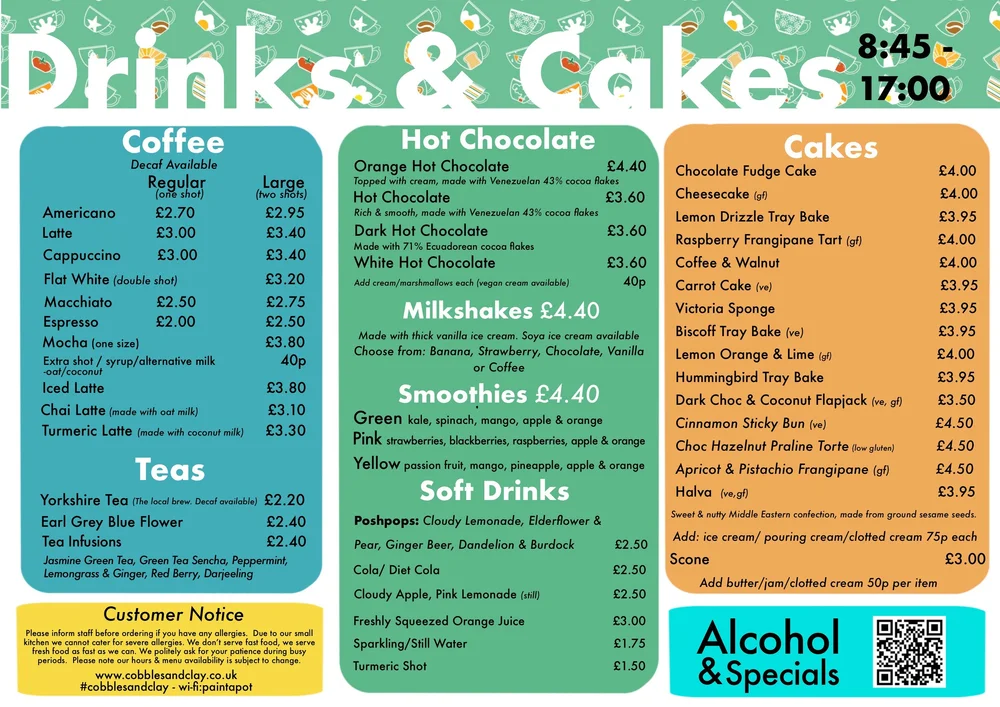 Menu — Cobbles and Clay