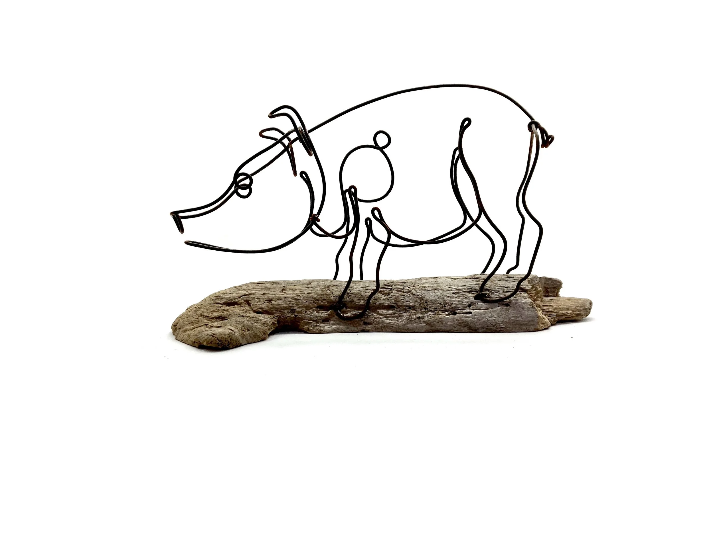 Pig Wire Sculpture, Pig Wire Art, Farm Animal Art, One Continuous Line ...