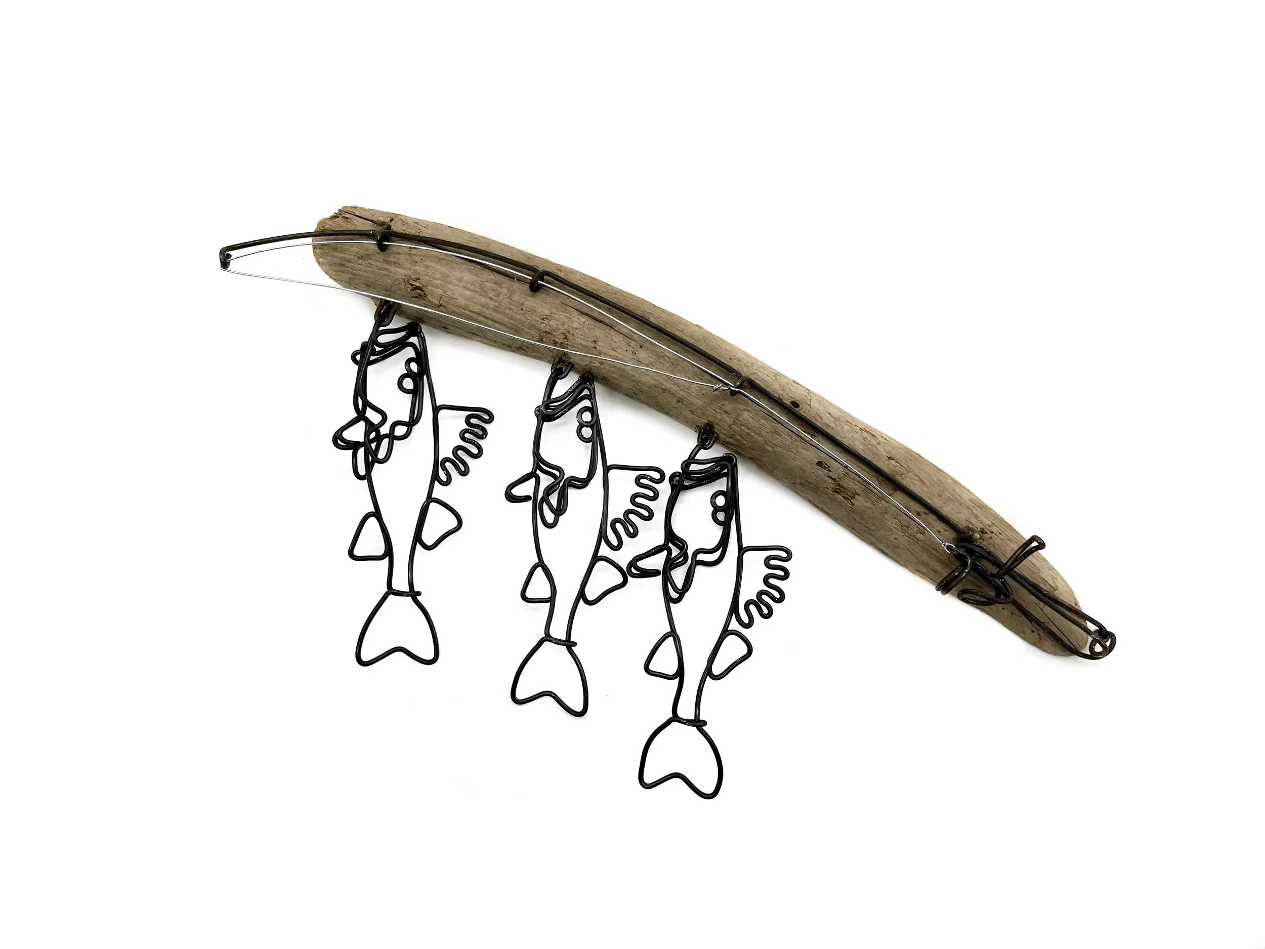 Walleye and Fishing Rod Wire Art, Fish Metal Wall Hanging, Fish Wire ...