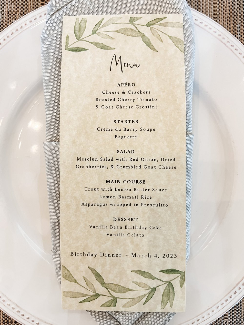 PERSONAL DINING EXPERIENCES — Deborah