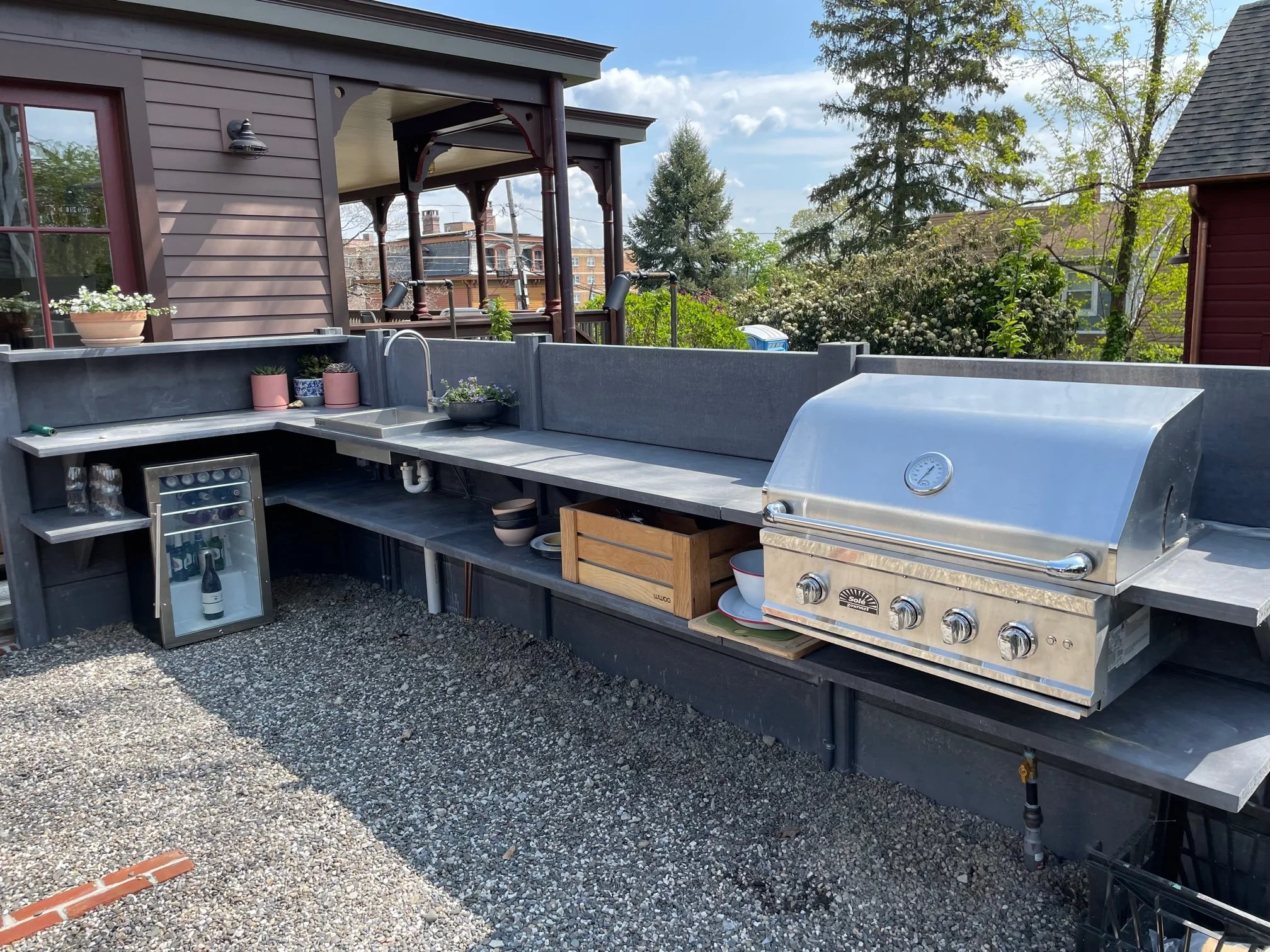 L-Shape Outdoor Kitchens — WWOO Concrete Outdoor Kitchen