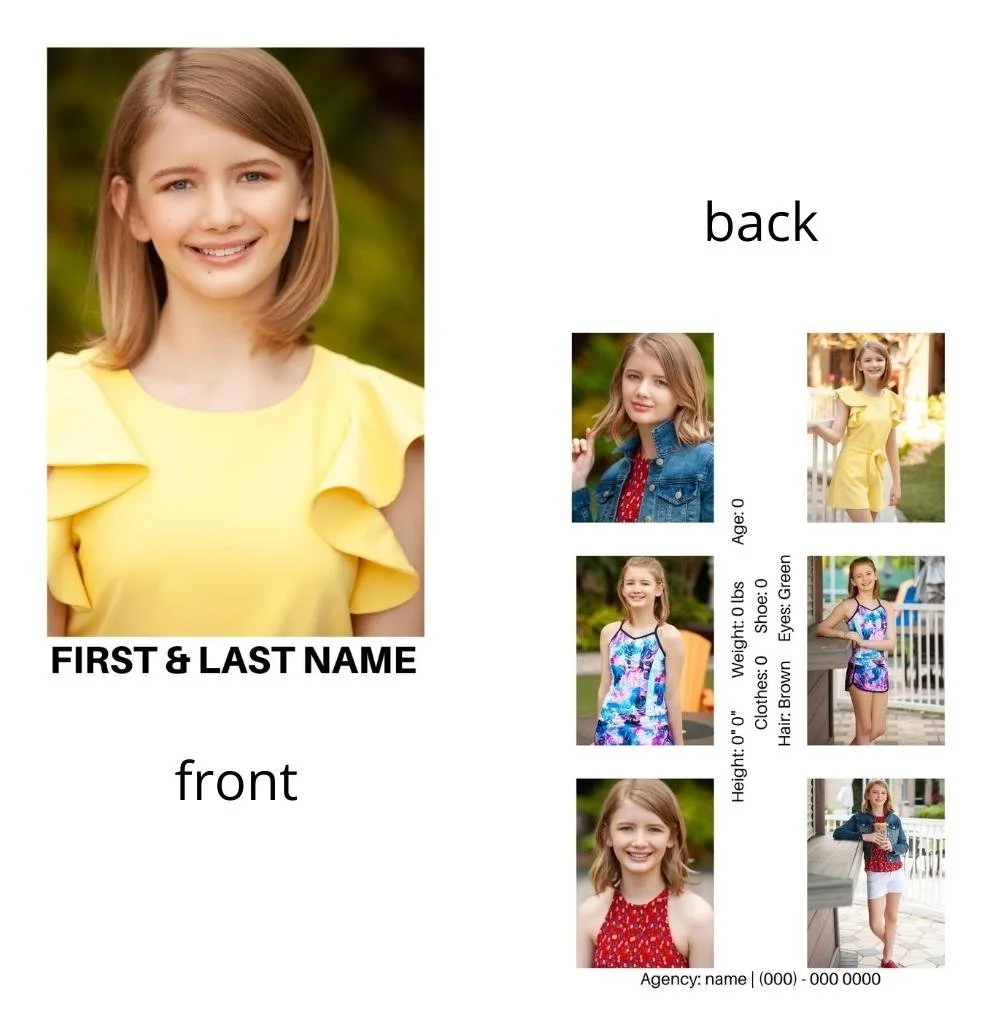 Download and customize your actor comp card, model comp card, zed-card ...