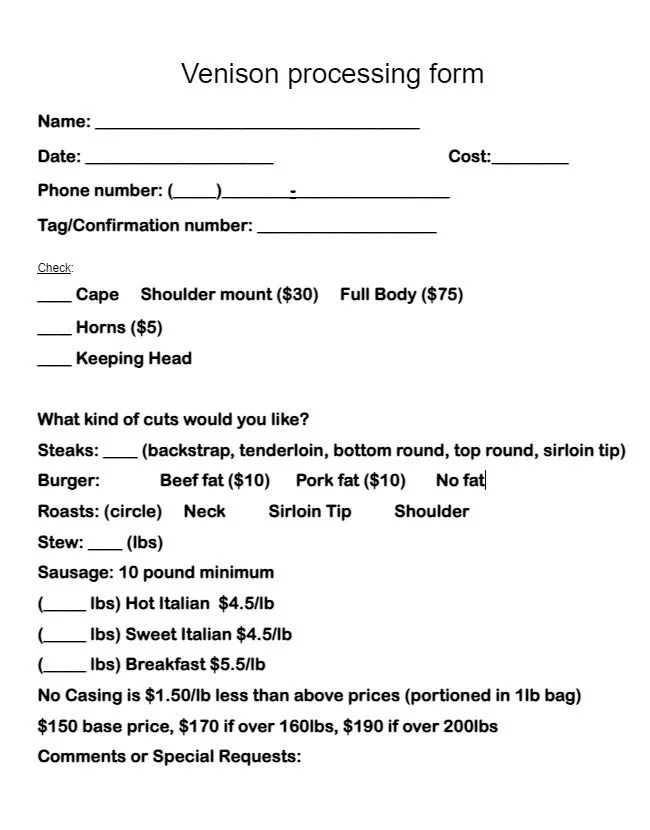 Hunter's Quality Deer Processing