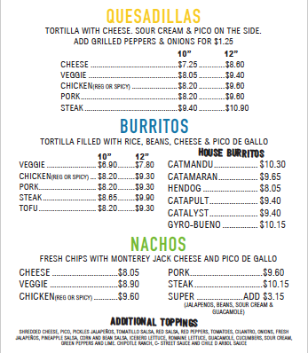 Menu — C-Street Mexican Grill