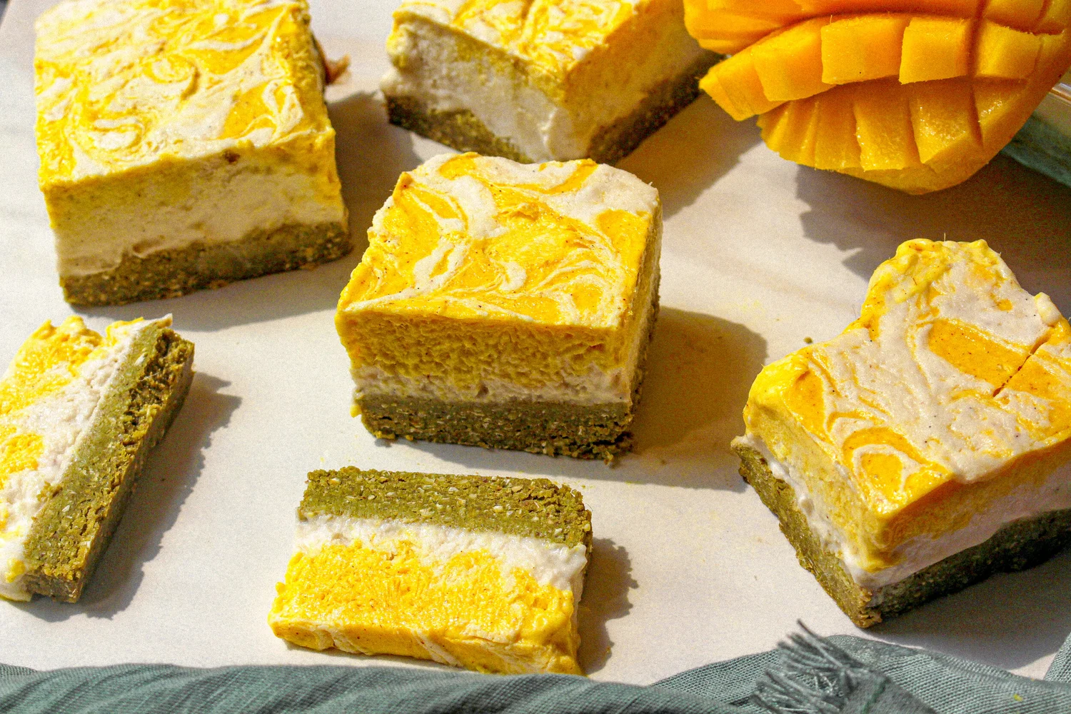Mango-Coconut Matcha Cream Bars — Lahb Co. Eats