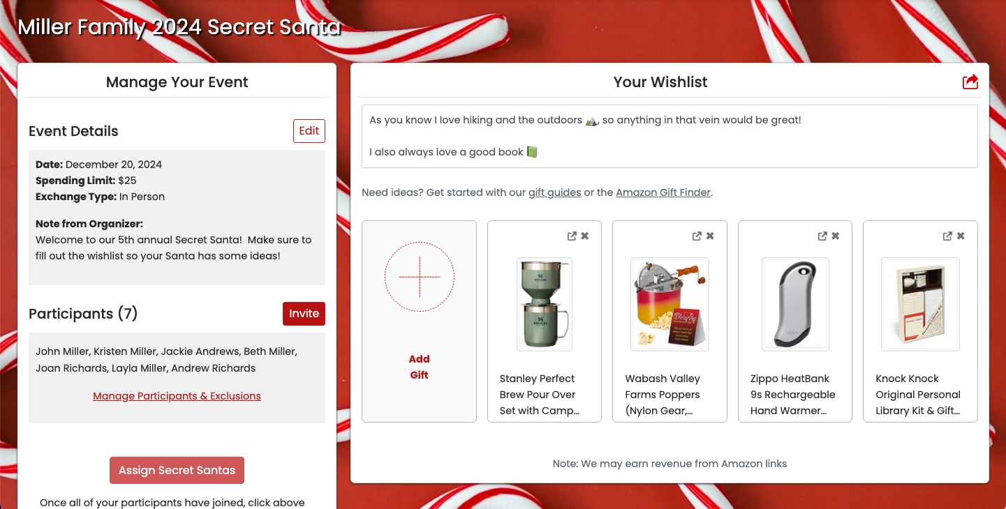 Secret Santa Generator & Wishlist- powered by White Elephant Online ...