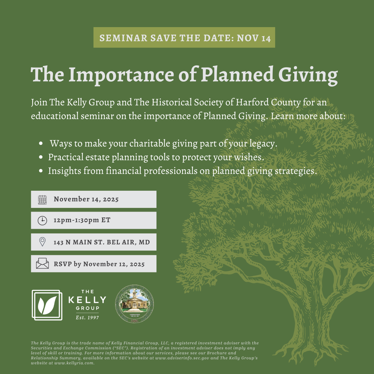 Join The Kelly Group and The Historical Society of Harford County for ...