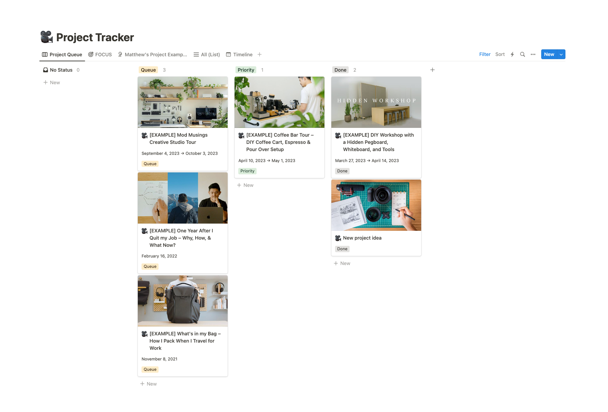 Video Production Template for Notion — mod musings