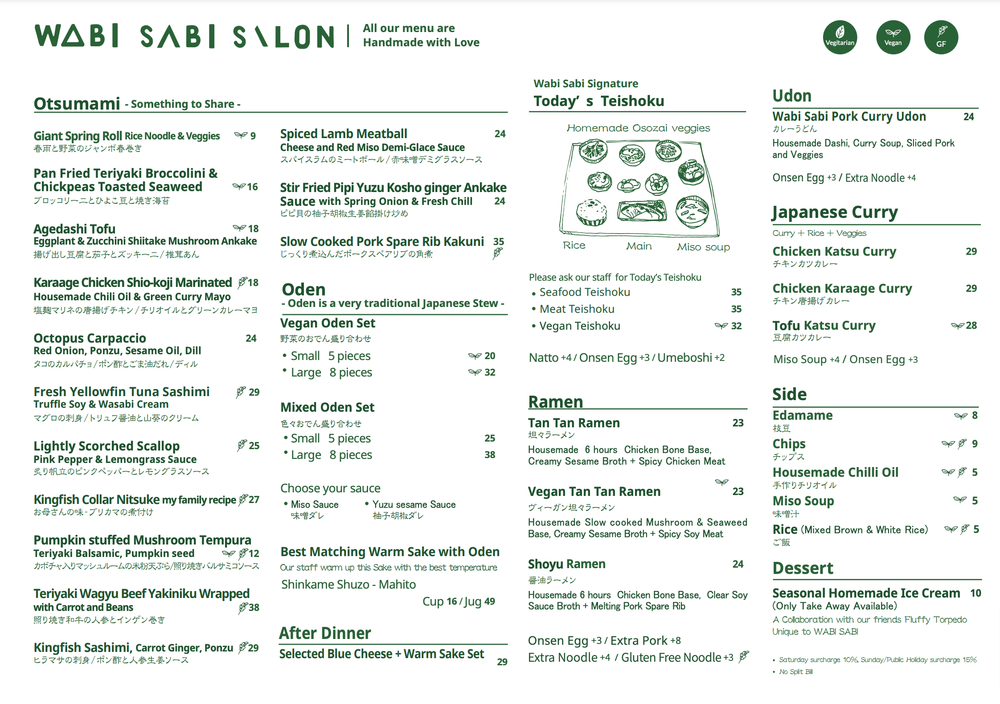 Menu — Wabi Sabi Salon