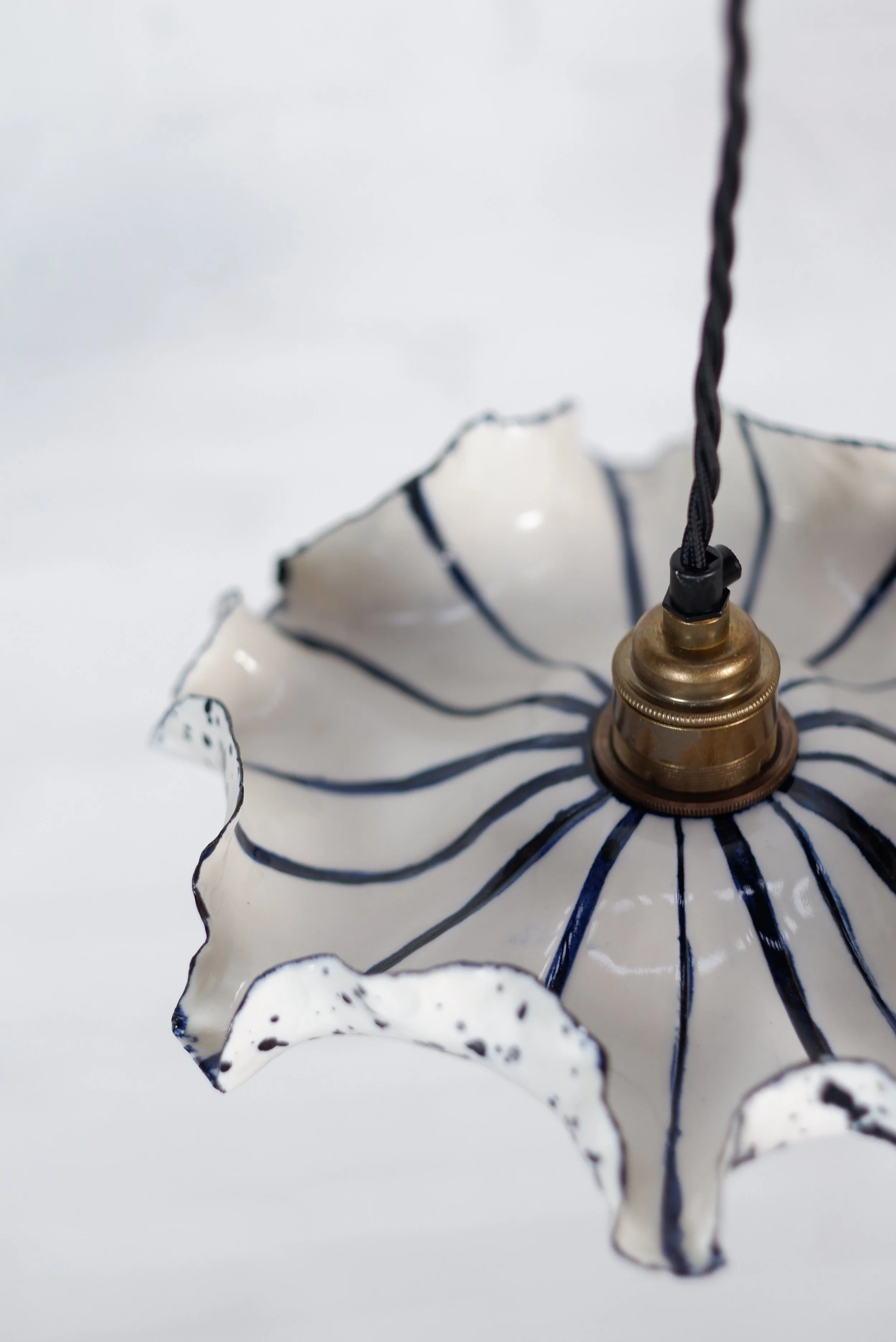 Ink blue Striped Jellyfish ceiling light (Small) — Flora Wallace