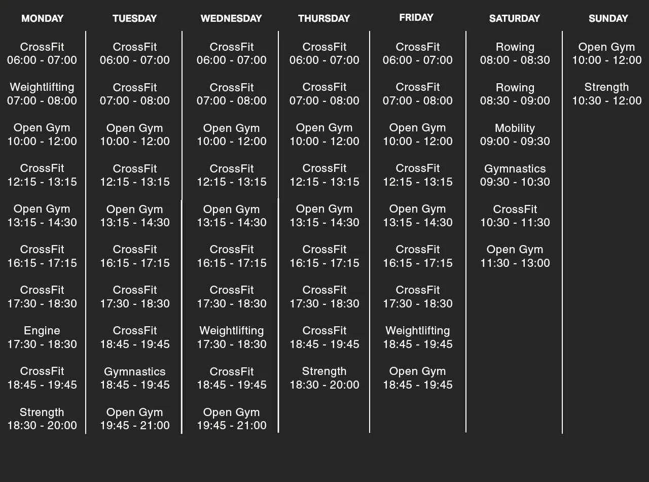 Timetable — CrossFit Sheffield
