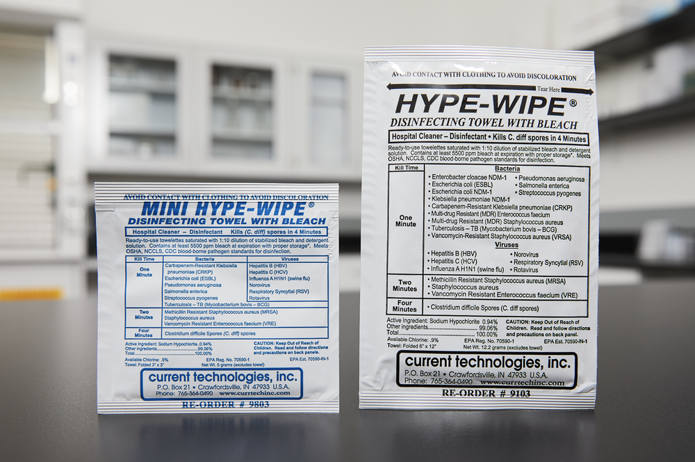 Hype Wipe Bleach Towelettes — Current Technologies