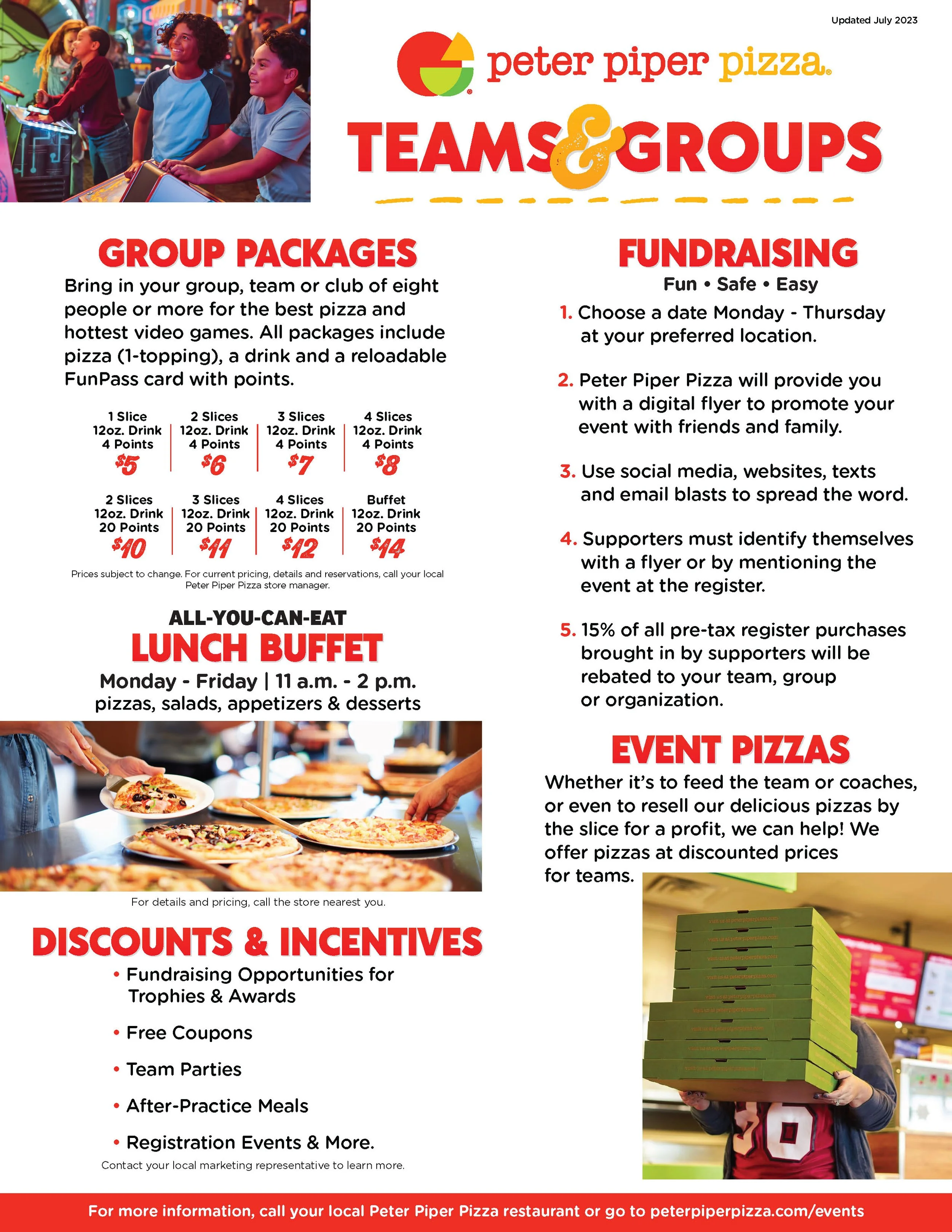 PARTNERS IN EDUCATION — Pizza Properties, Inc. Promotions