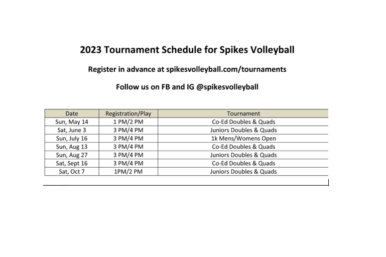 Tournaments — Point Break Volleyball