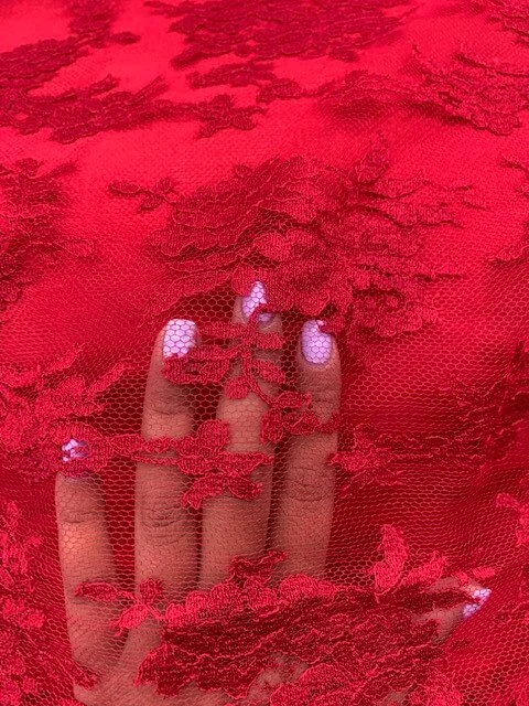 Dentelle de calais rouge - Generaldiff | Tissus et dentelles haute couture