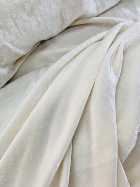 Tissu velours de soie et viscose écru - Generaldiff