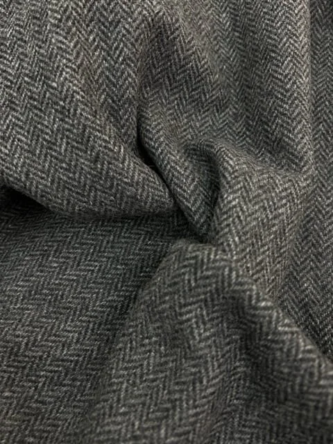 Tissu coupon chevron de laine gris et noir - Generaldiff | Tissus et ...