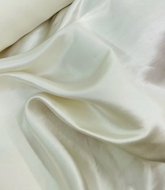 Tissu satin de soie et lin blanc cassé - Generaldiff