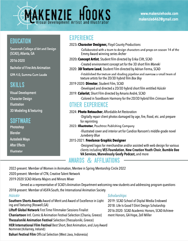 Resume — Art of Makenzie Hooks