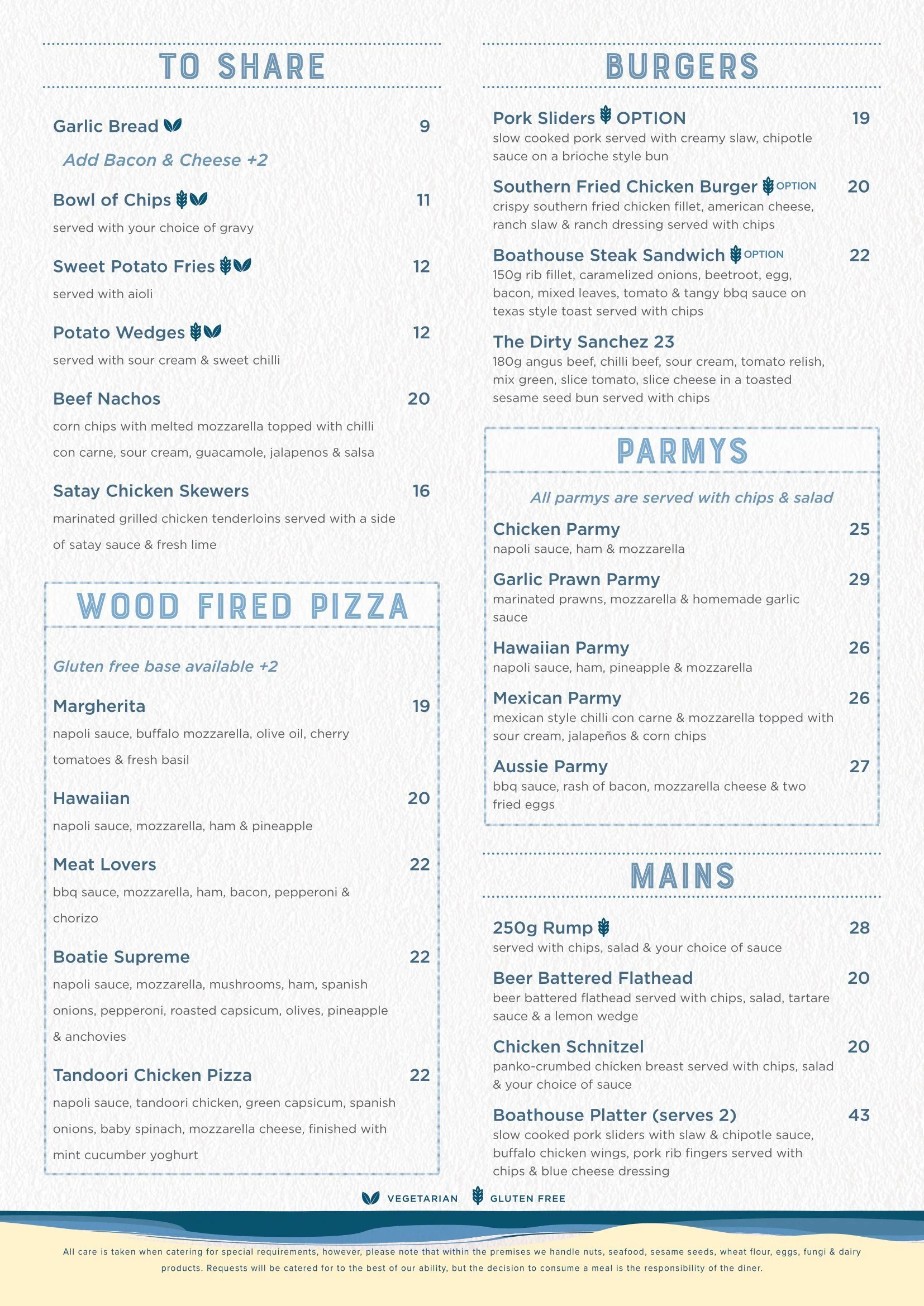 Boat Bar Menu — The Boathouse Tavern