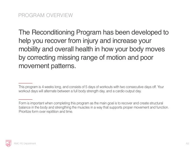 Reconditioning — RMC Physical Education Department