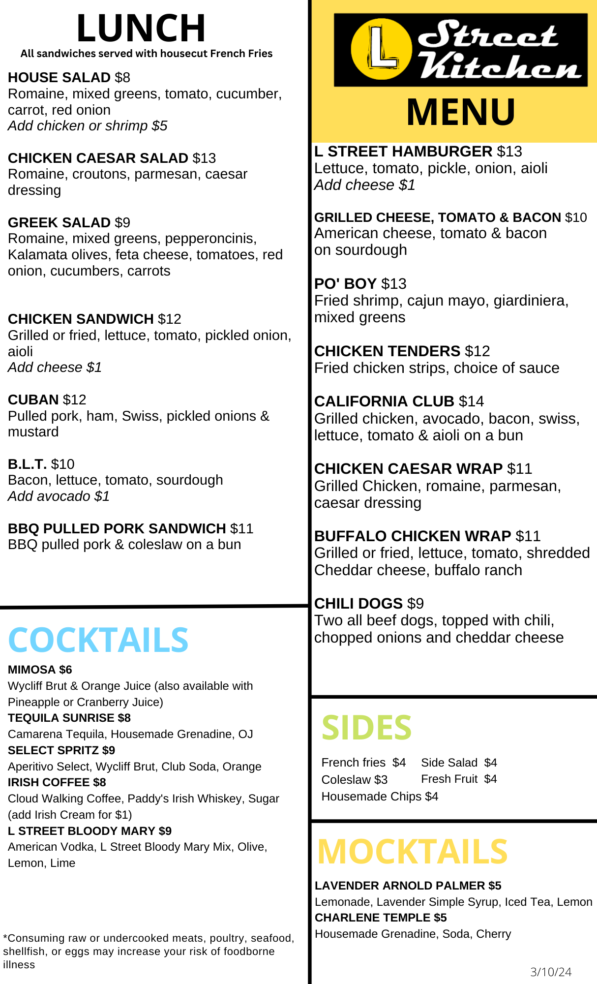 Brunch Menus — LStreetKitchen