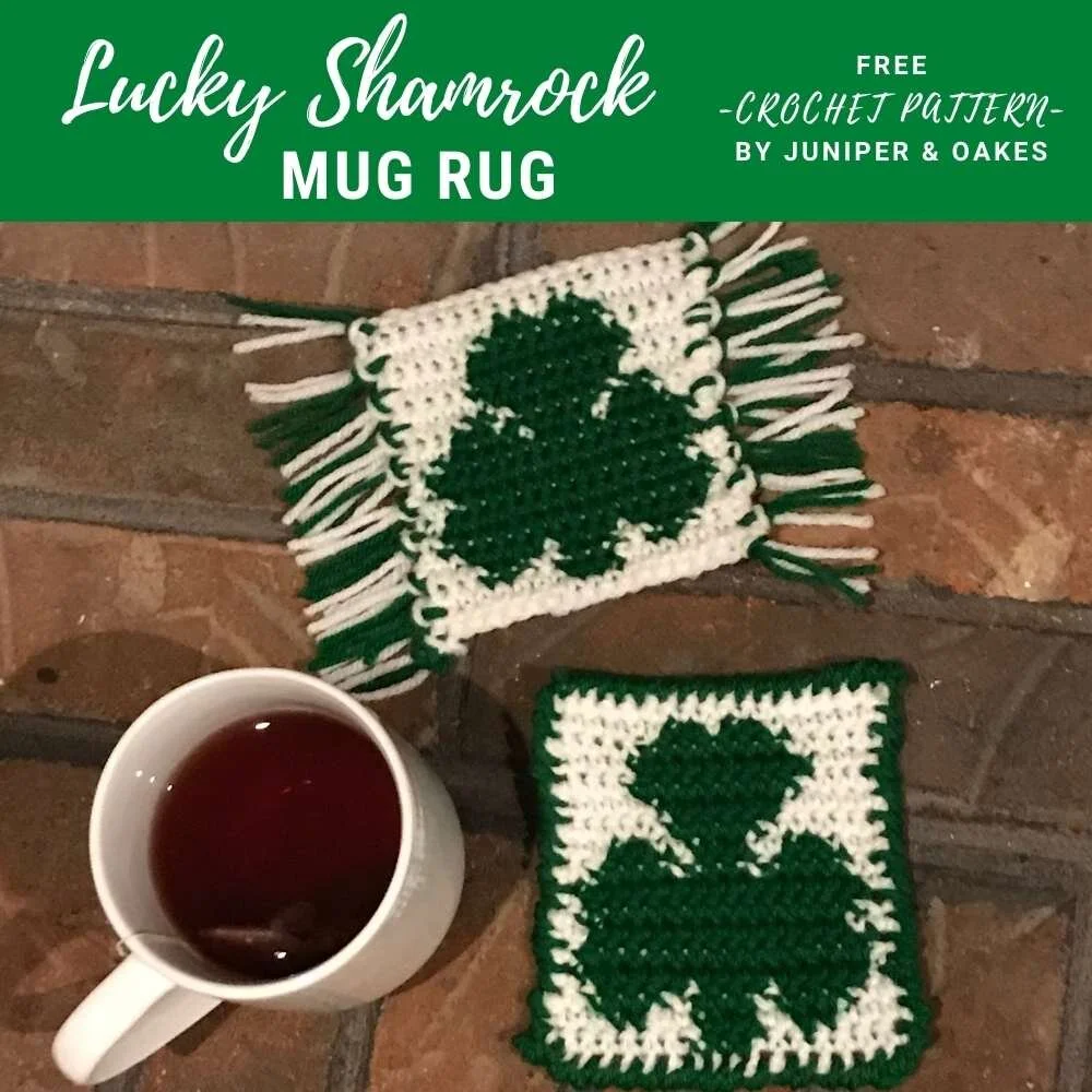 Lucky Shamrock Mug Rug / Coaster - Free Crochet Pattern — Juniper & Oakes
