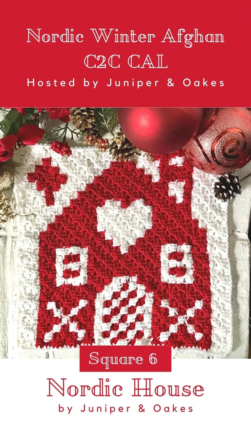 Free Nordic House C2C Crochet Blanket Square | Crochet Christmas Afghan ...