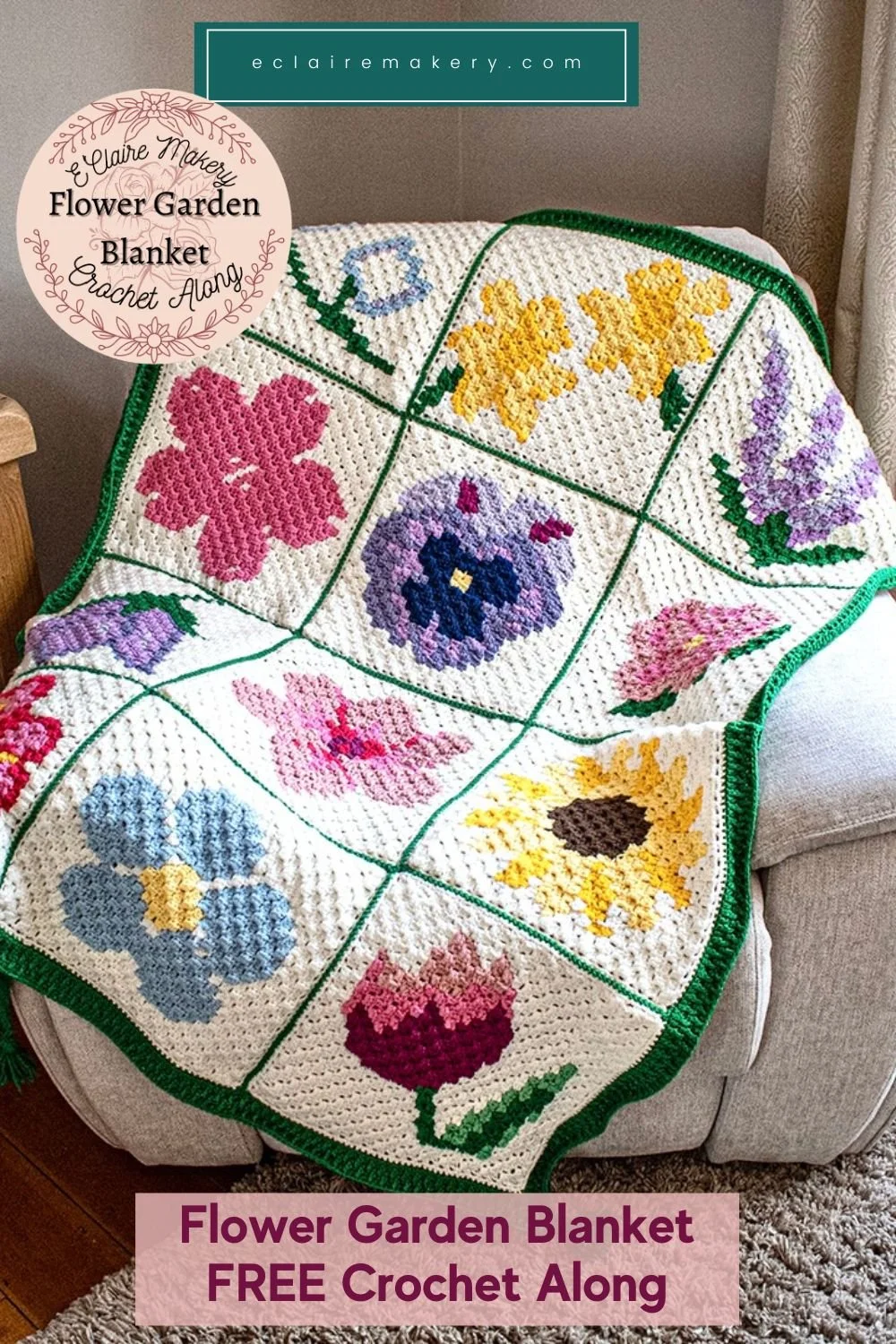 Daffodil Flower C2C Pillow - Premium Crochet Pattern - Free Chart ...