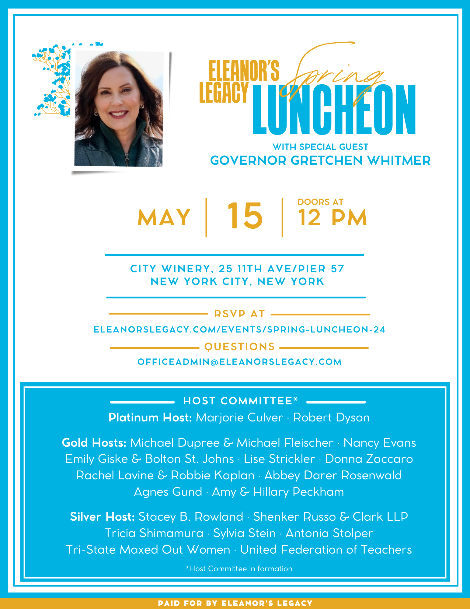 Spring Luncheon with Special Guest Governor Gretchen Whitmer