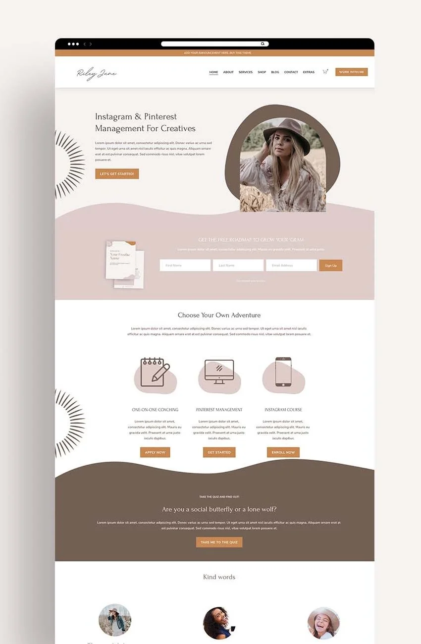 Riley Boho Squarespace 7.1 Template