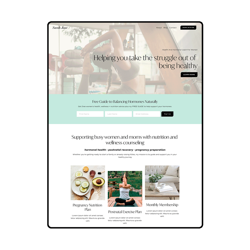 Sarah Health and Wellness Squarespace 7.1 Template