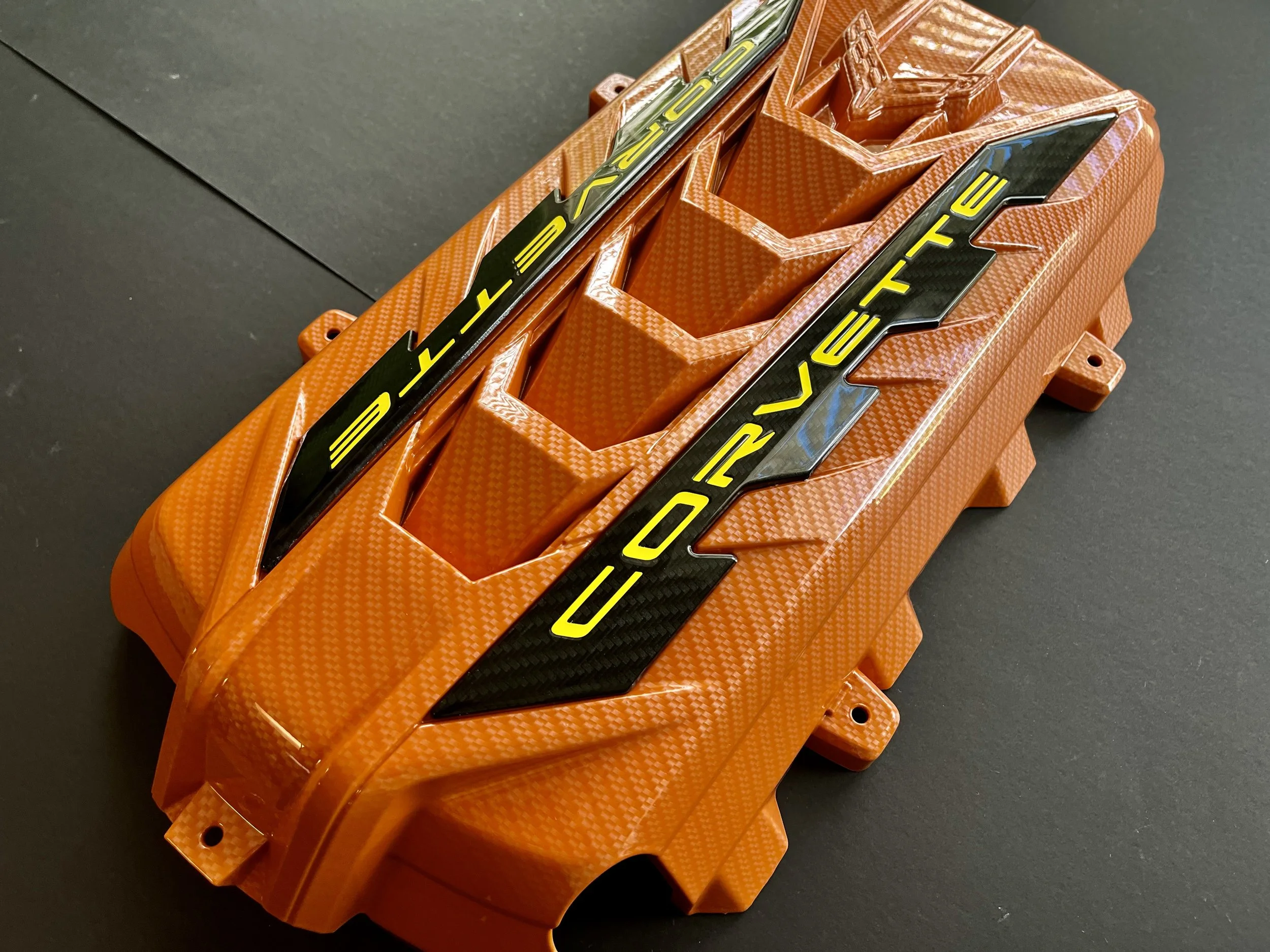 AMPLIFY ORANGE CARBON FIBER ENGINE COVER — RACEREADYPANELS