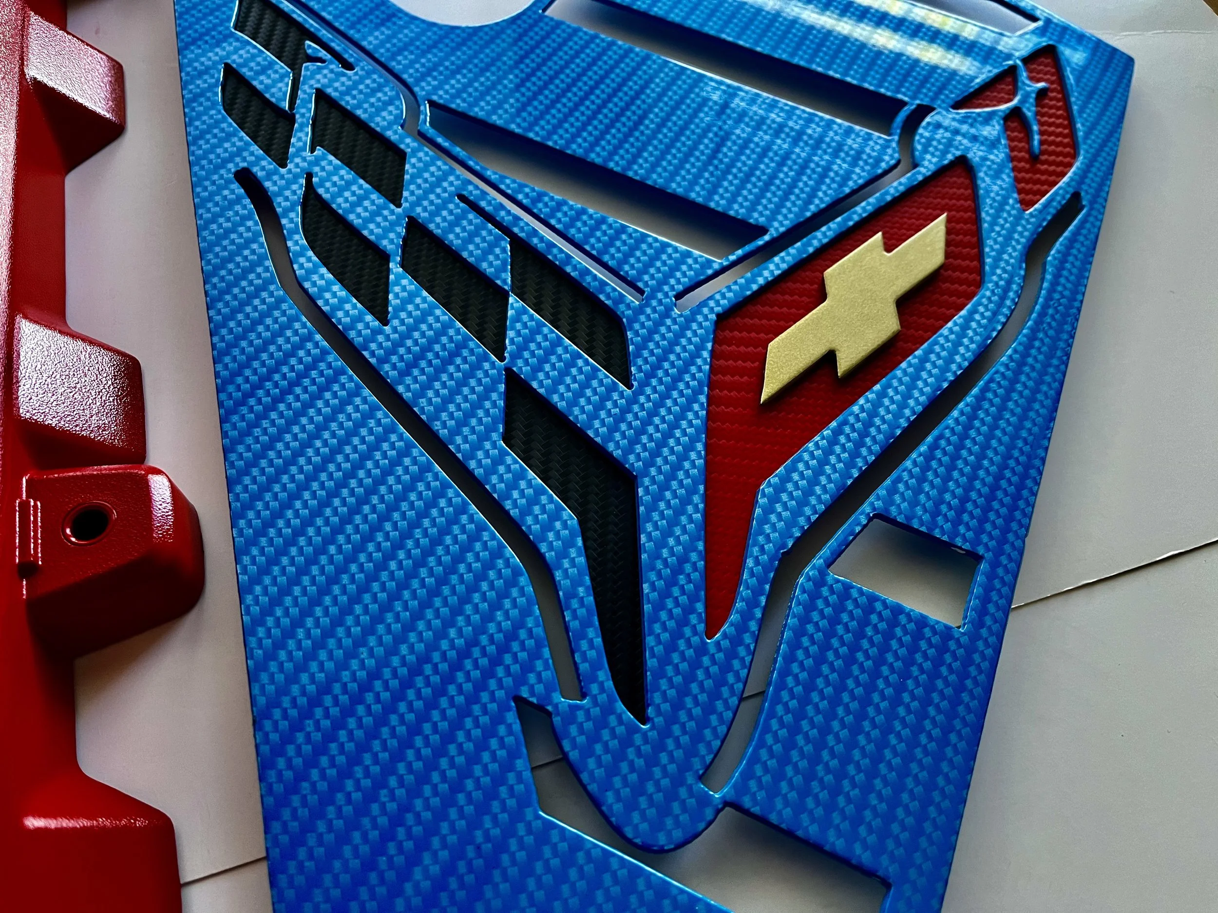 TORCH RED RAPID BLUE CARBON FIBER APPEARANCE PACKAGE — RACEREADYPANELS