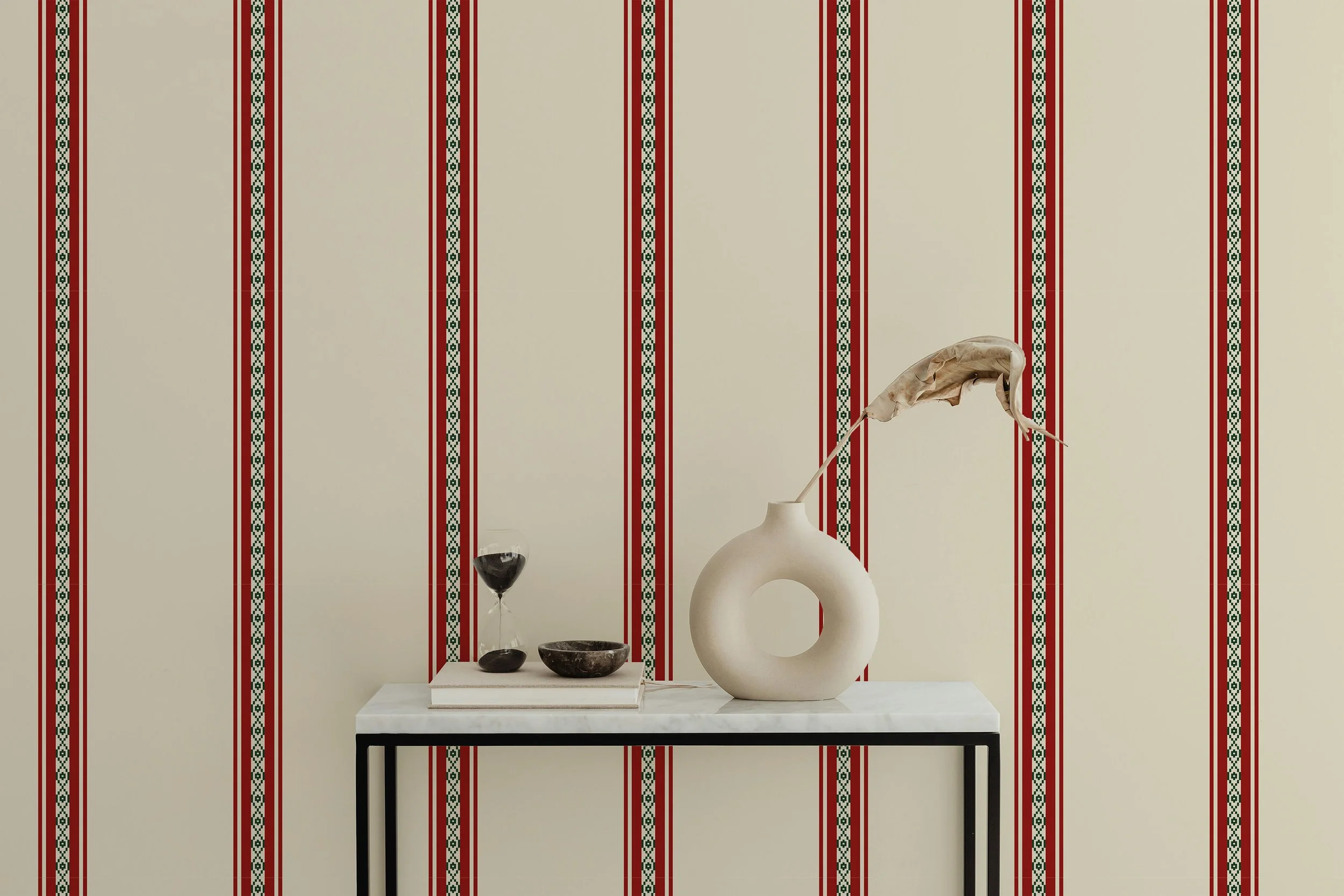Papier peint à rayures basques