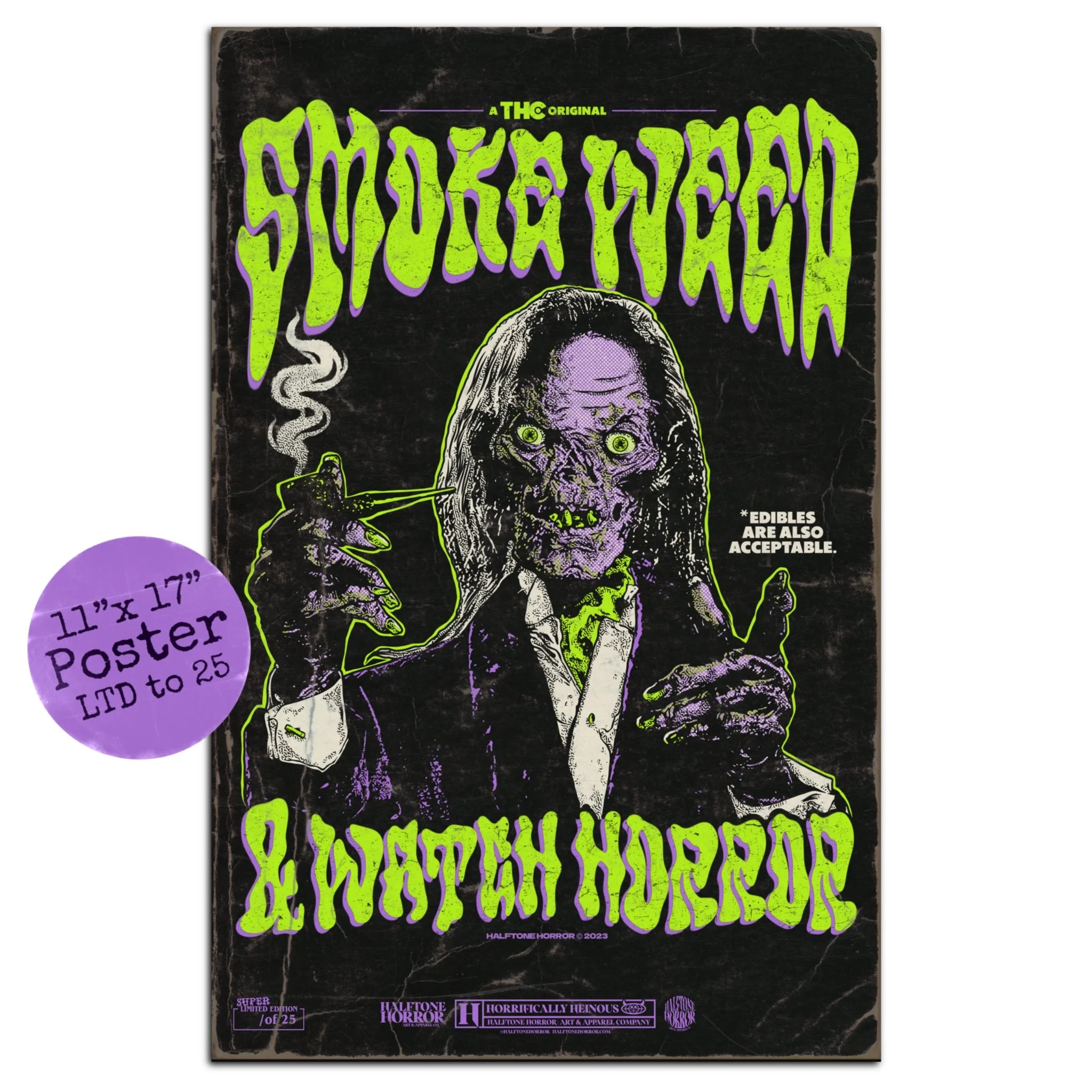Smoke Weed & Watch Horror 11"x 17" Poster — Halftone Horror | Art ...